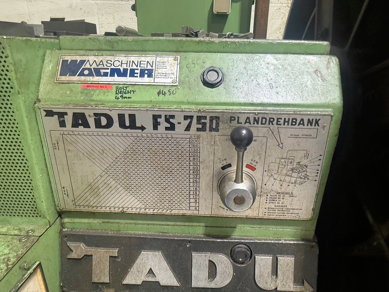 FS-750 Facing Lathe Lathes | | TADU | Percy Martin